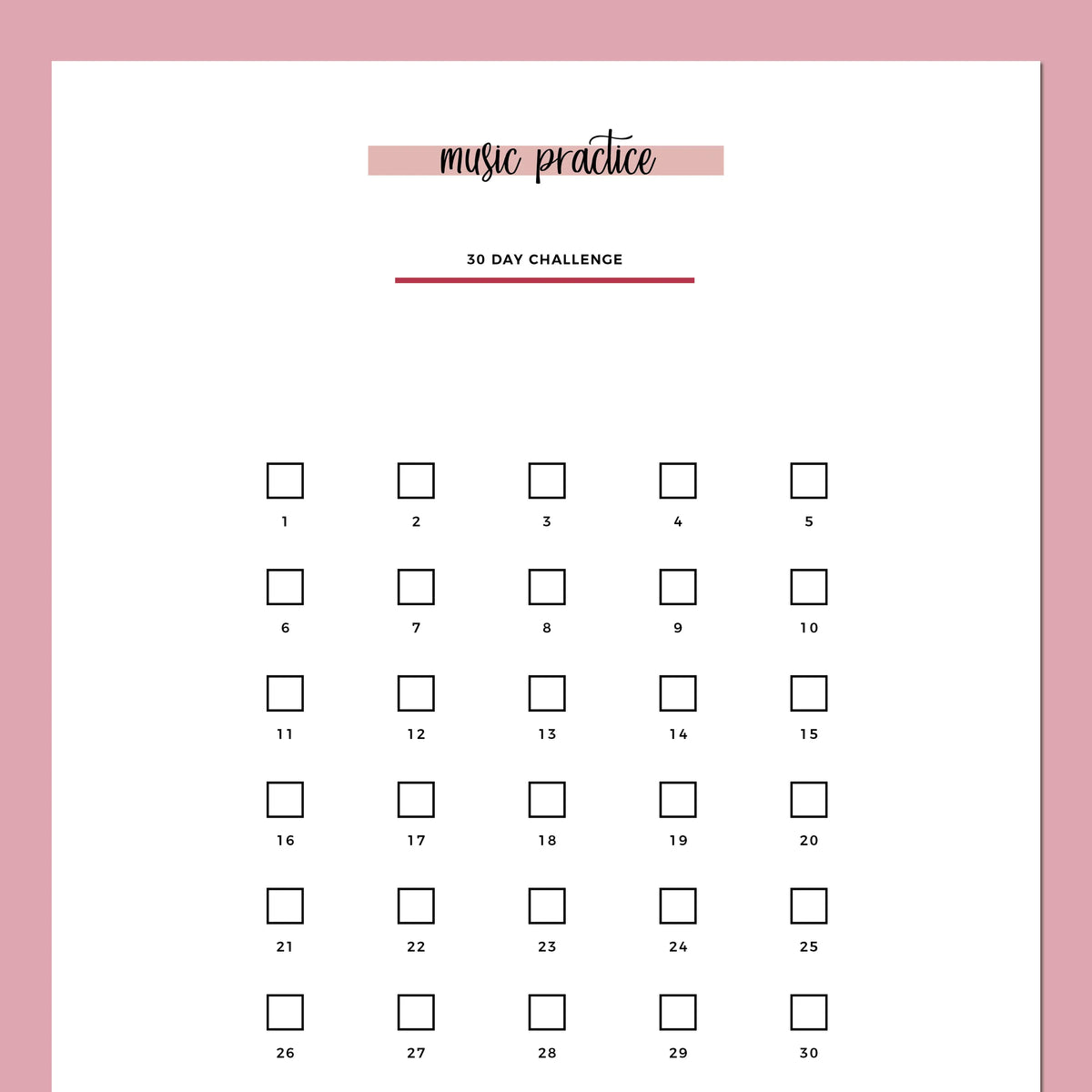 30 Day Music Practice Challenge A5 | Printable PDF Template – Plan ...