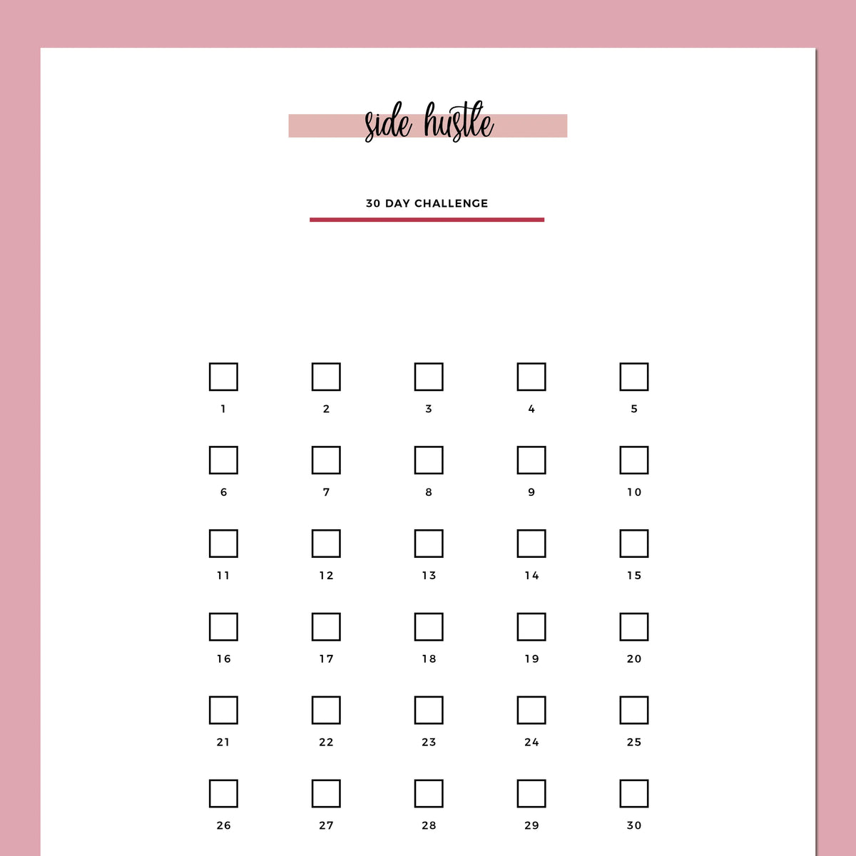 30 Day Side Hustle Challenge A5 | Printable PDF Template – Plan Print Land