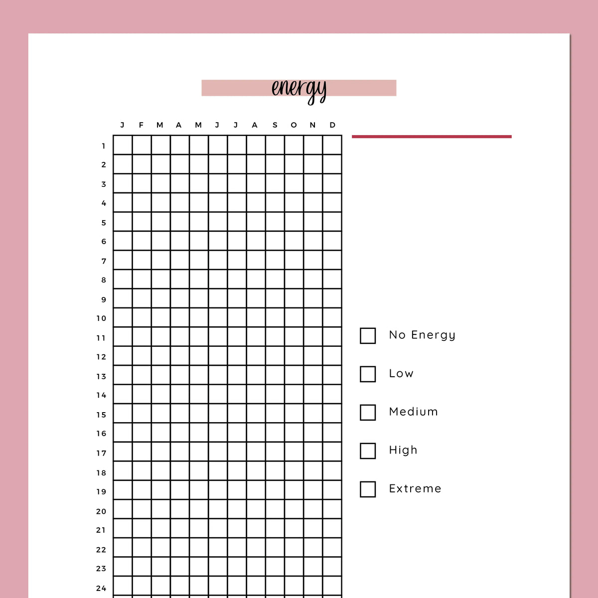 Daily Energy Journal A5 | Instant Download | Printable PDF Template ...