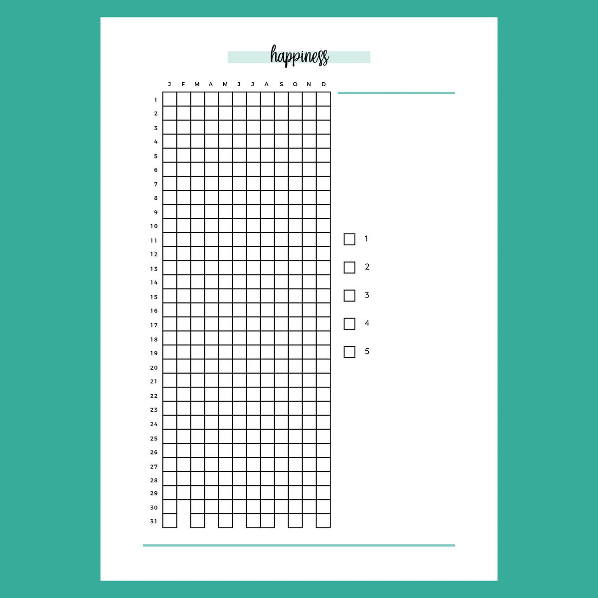 Daily Happiness Tracker A5 | Instant Download Printable Template – Plan ...