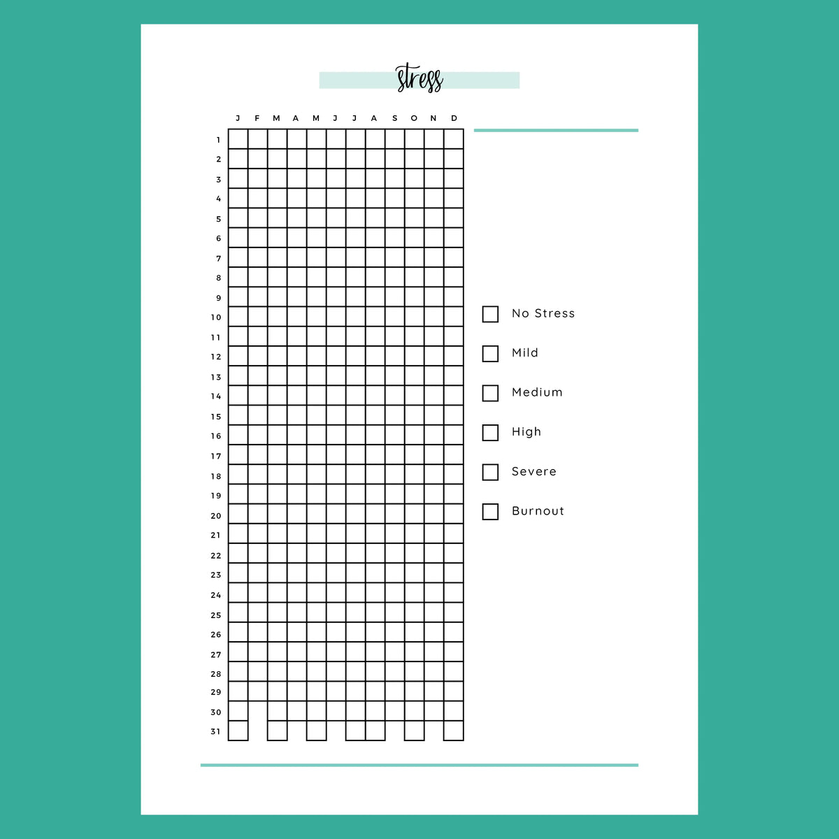 Daily Stress Tracker A5 | Instant Download Printable Template – Plan ...