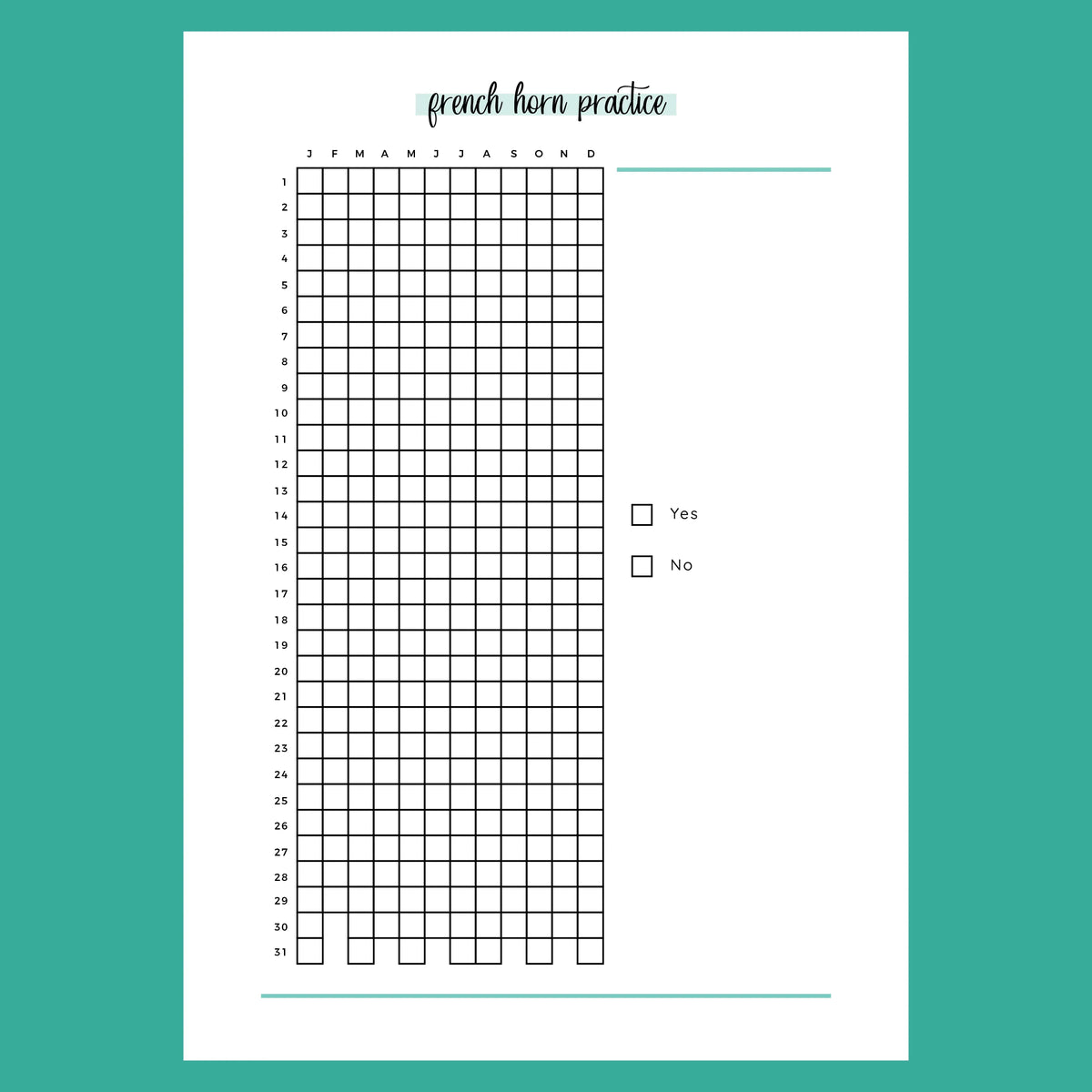 French Horn Practice Journal A5 | Instant Download Printable Template ...