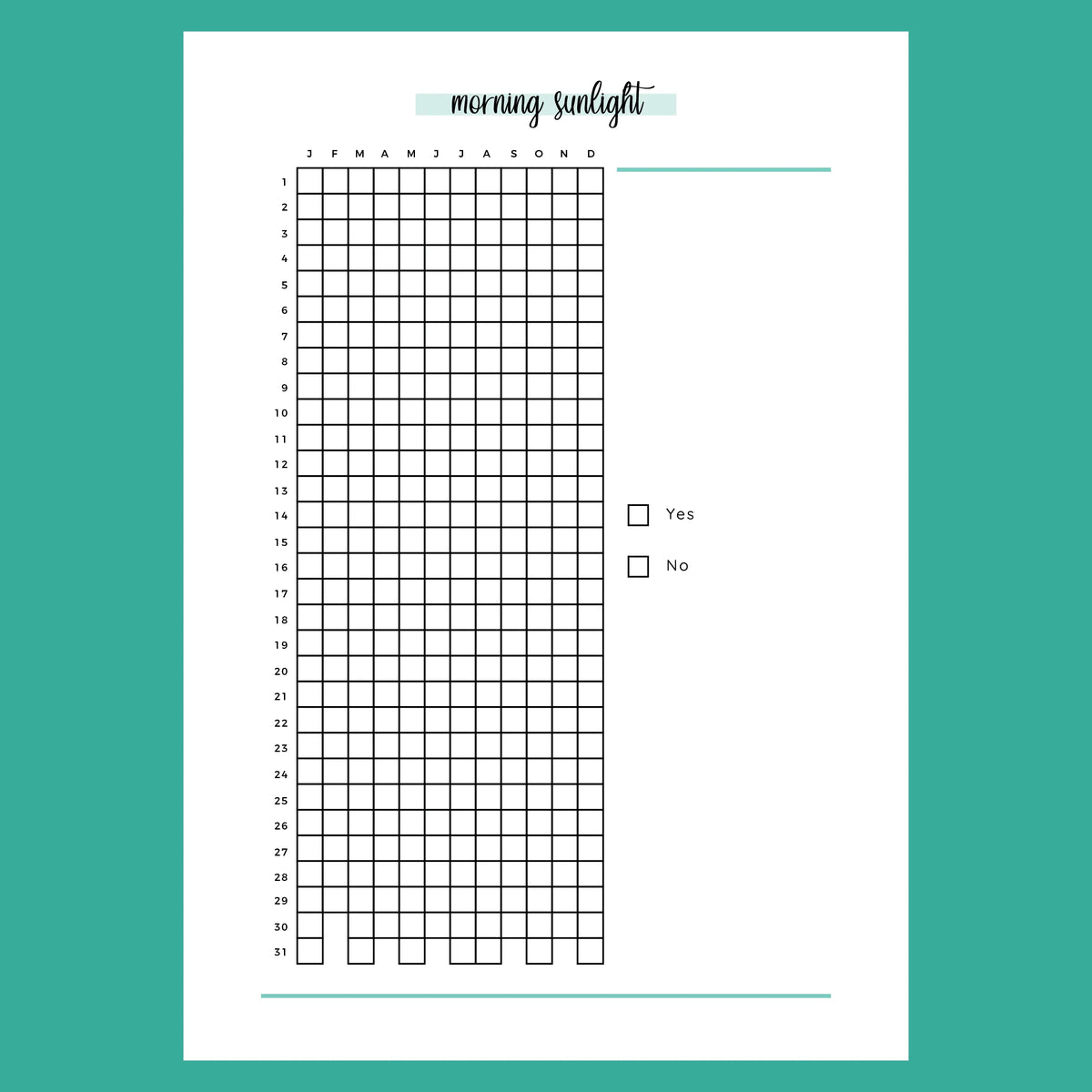 Morning Sunlight Tracking Journal A5 | Instant Download PDF – Plan Print Land