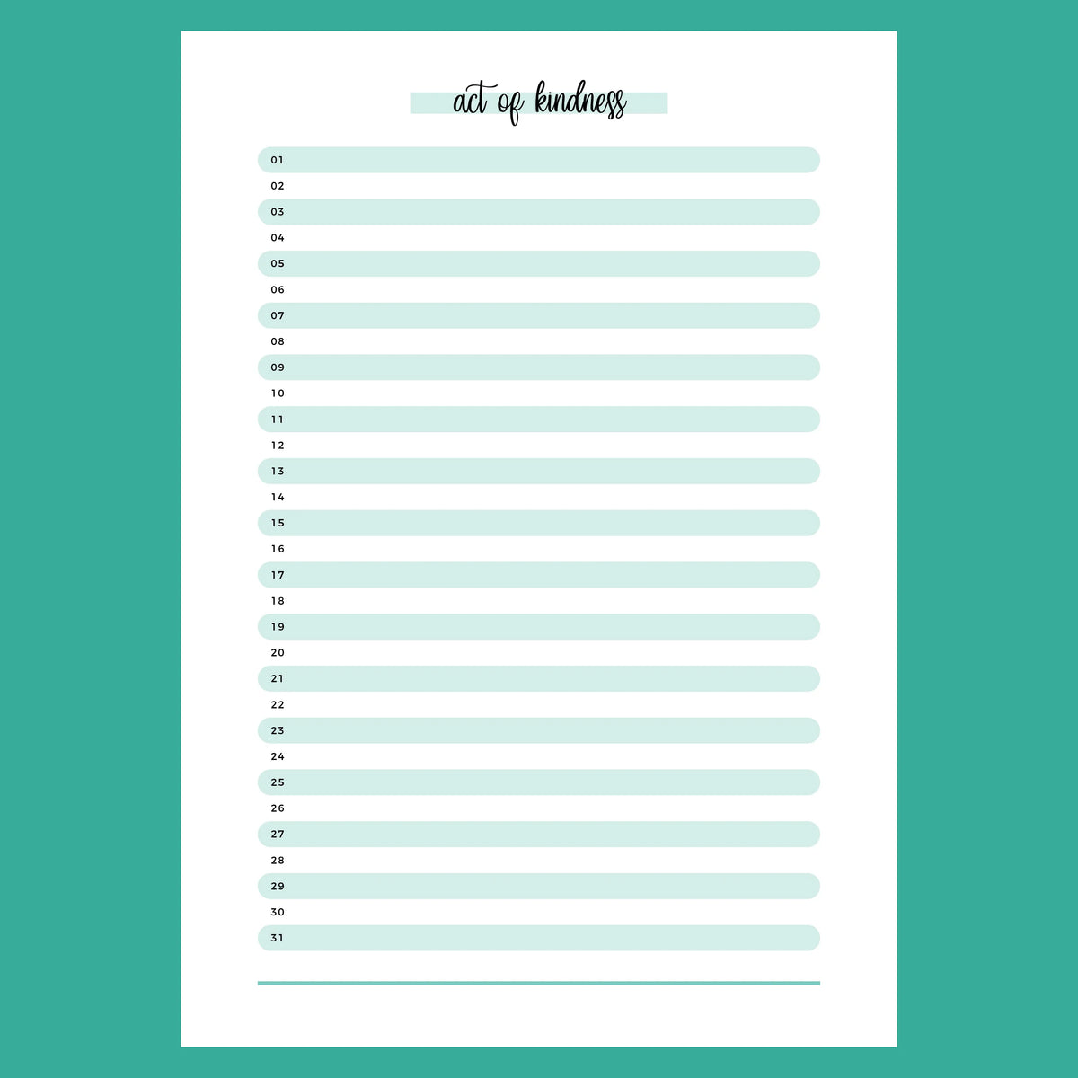 One Act Of Kindness Daily Template | Instant Download | Printable PDF ...