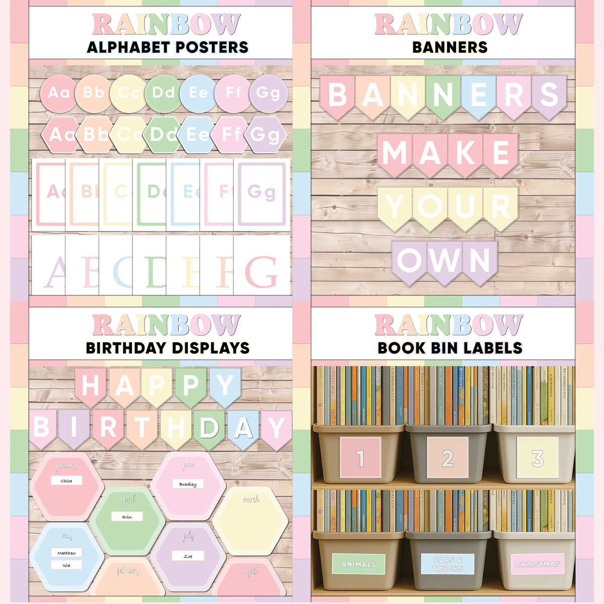 Complete Classroom Decor Set | Rainbow Digital Download Decorations ...