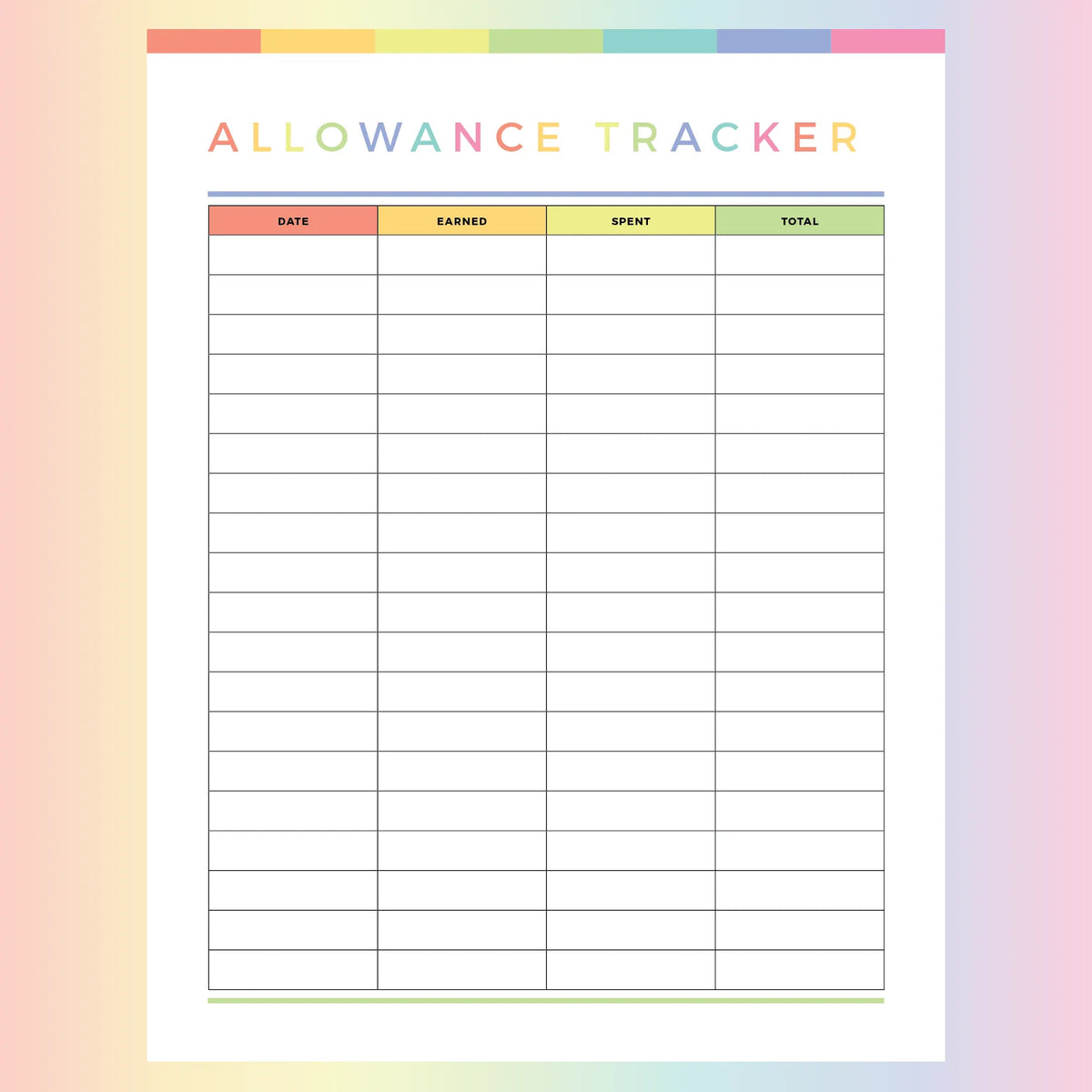 Kids Allowance Tracker Printable | Instant Download PDF | A4 and US ...