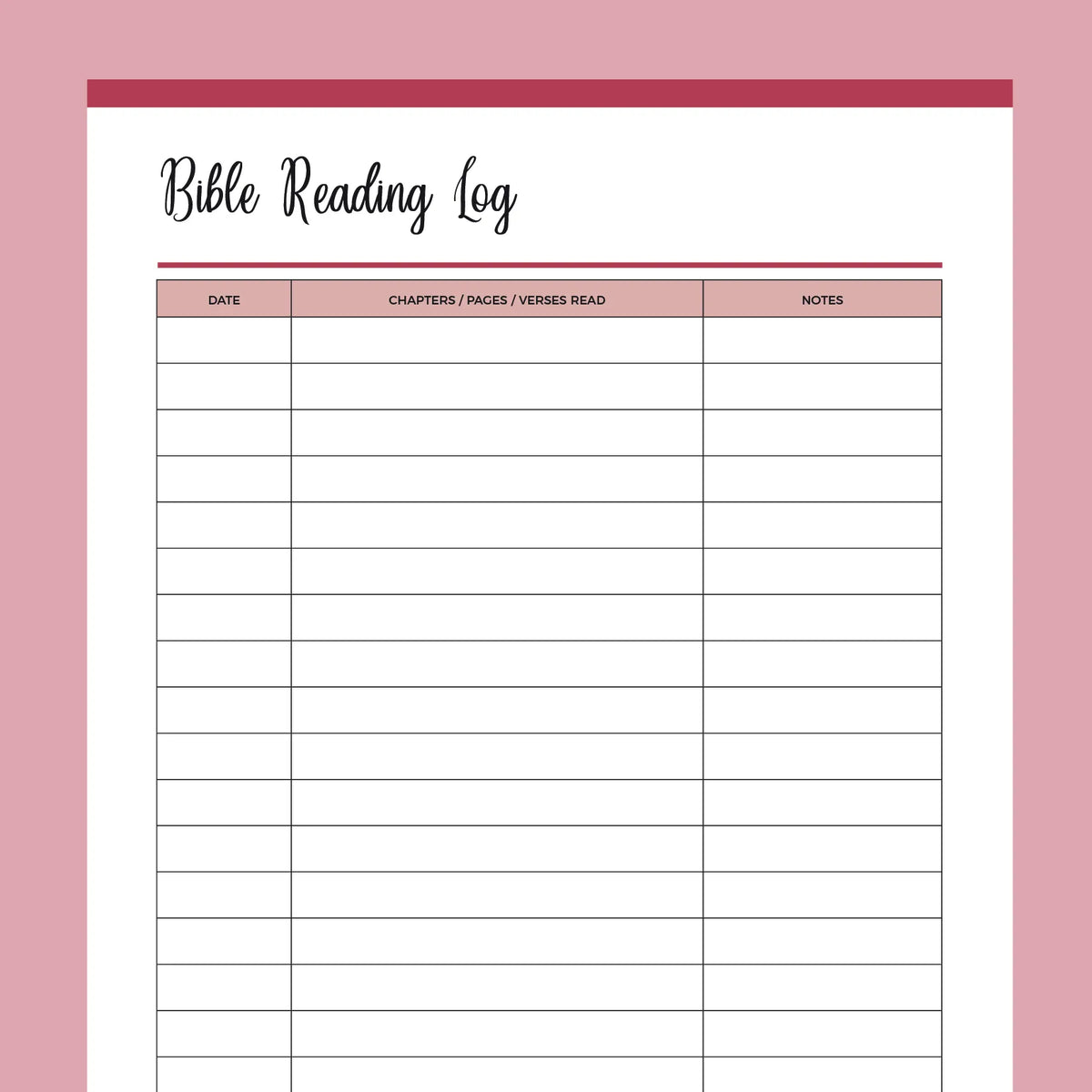 Printable Bible Reading Log | Instant Download PDF | A4 & Us Letter – Plan Print Land