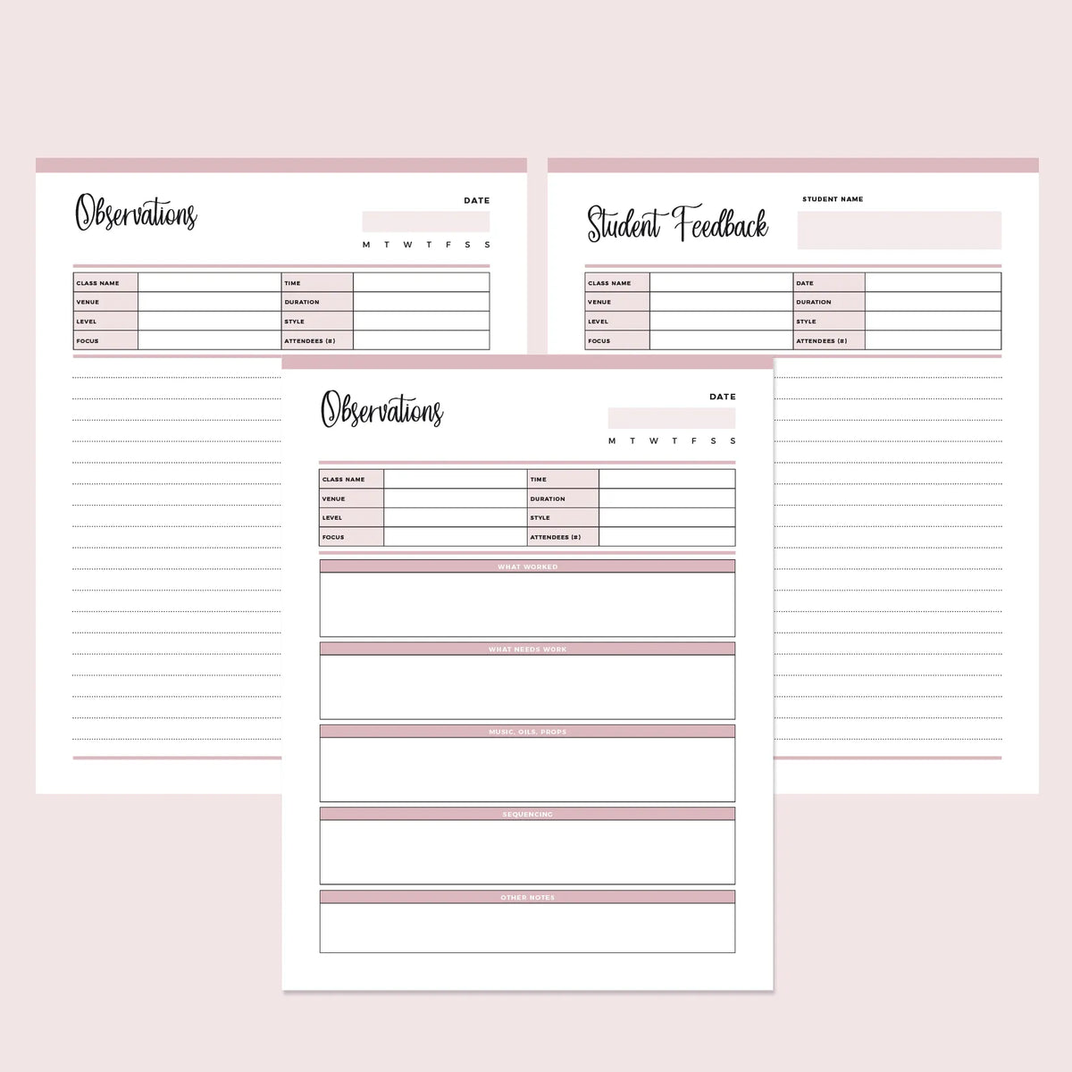 Printable Class Observations For Yoga or Pilates Instructors | Instant ...