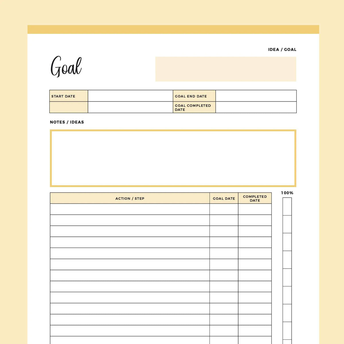 Printable Detailed Goal Tracking Sheet – Plan Print Land