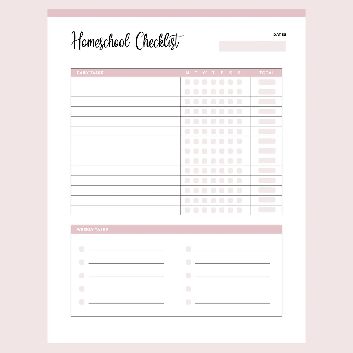 Printable Homeschooling Checklist – Plan Print Land