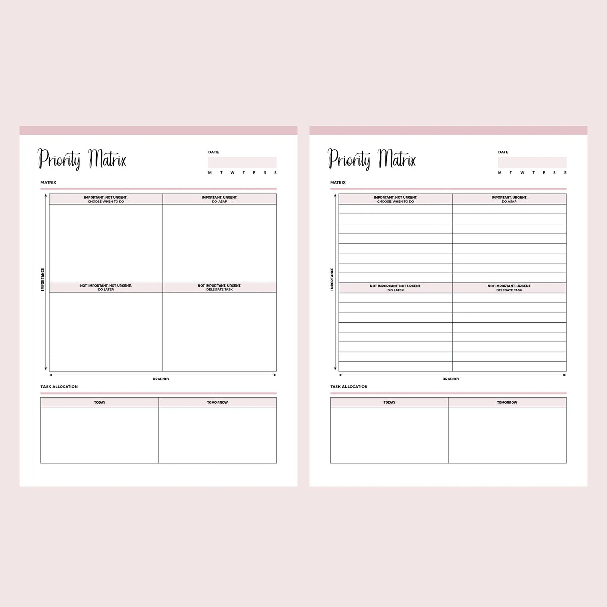 Printable Priority Matrix Template Instant Download Pdf A4 And Us