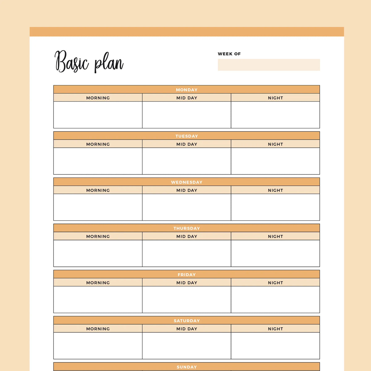 Printable Weekly Overview Planner – Plan Print Land