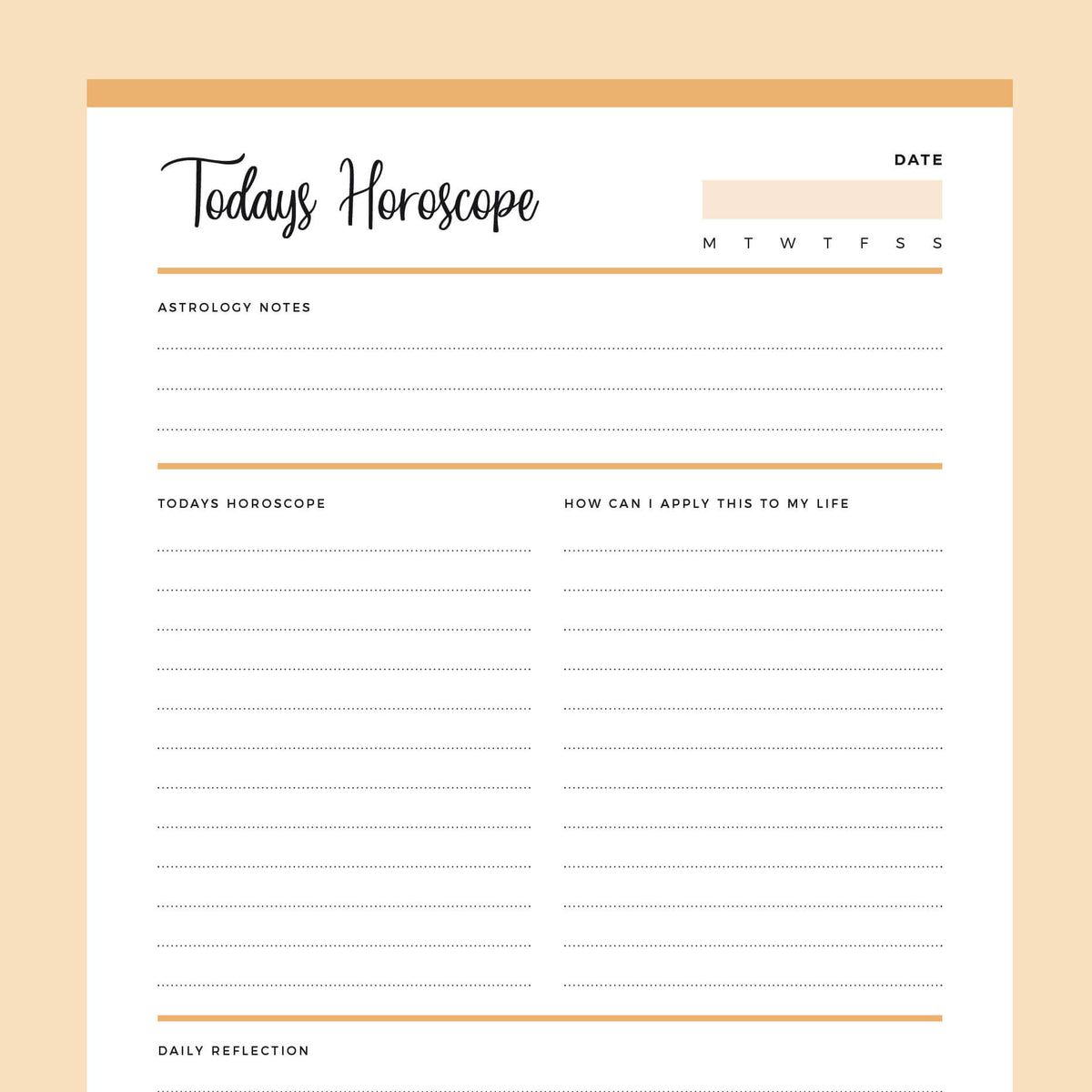 Printable Daily Horoscope Worksheets – Plan Print Land