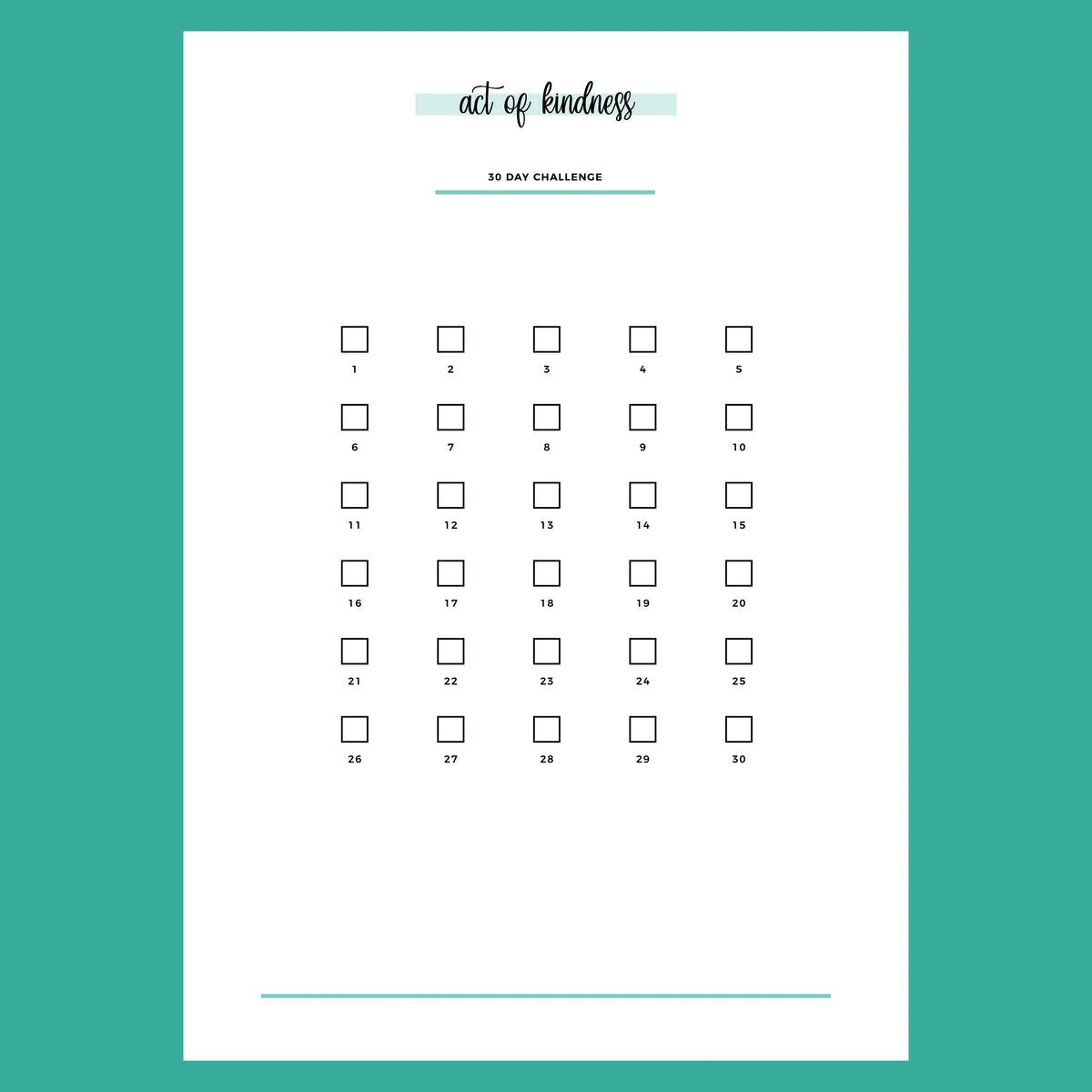 30 Day Act Of Kindness Challenge A5 | Printable PDF Template – Plan ...