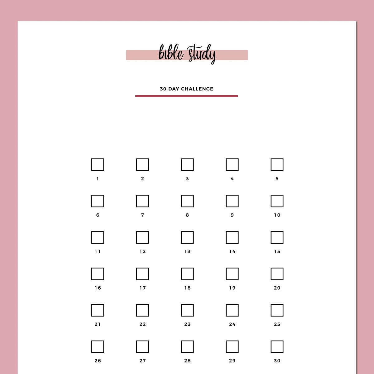 30 Day Bible Study Challenge A5 | Printable PDF Template – Plan Print Land