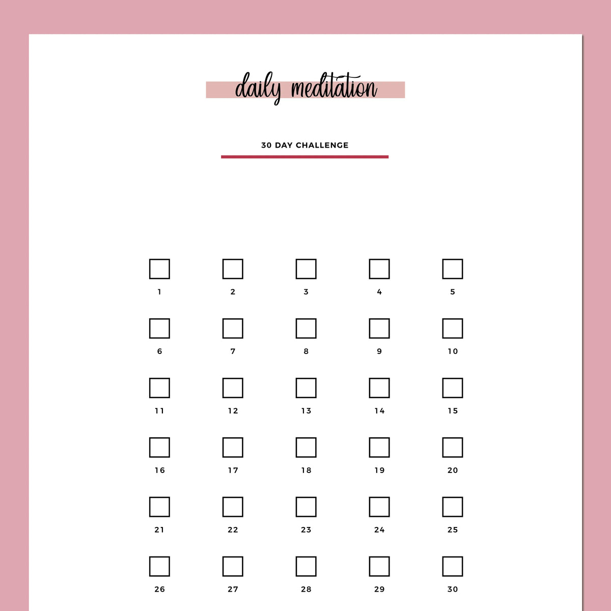 30 Day Meditation Challenge A5 | Printable PDF Template – Plan Print Land