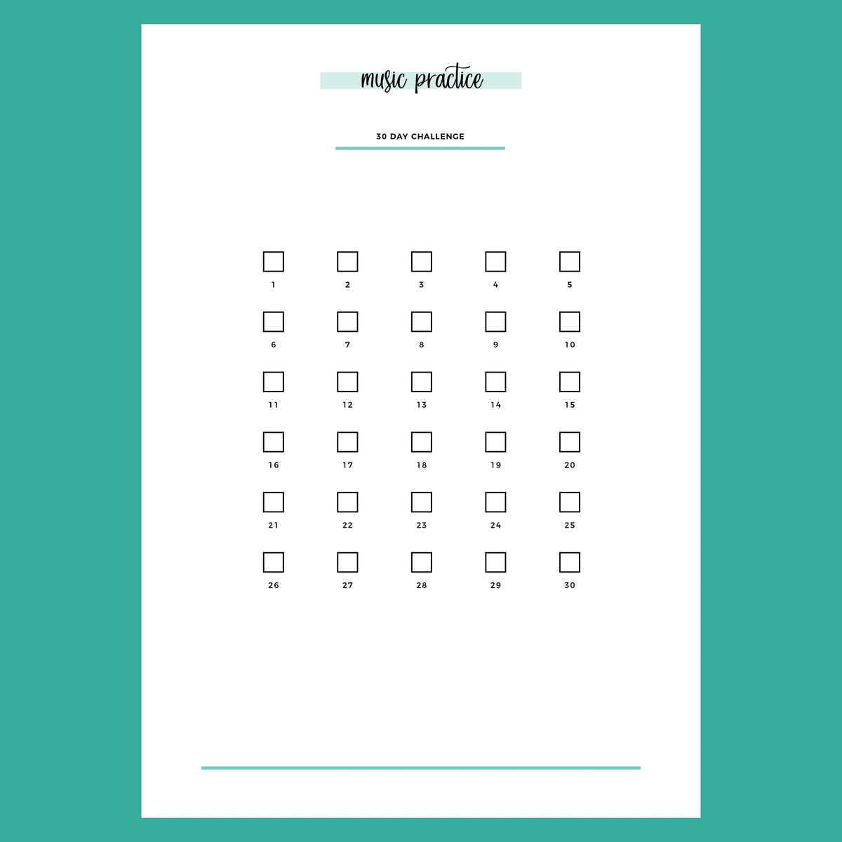 30 Day Music Practice Challenge A5 | Printable PDF Template – Plan ...