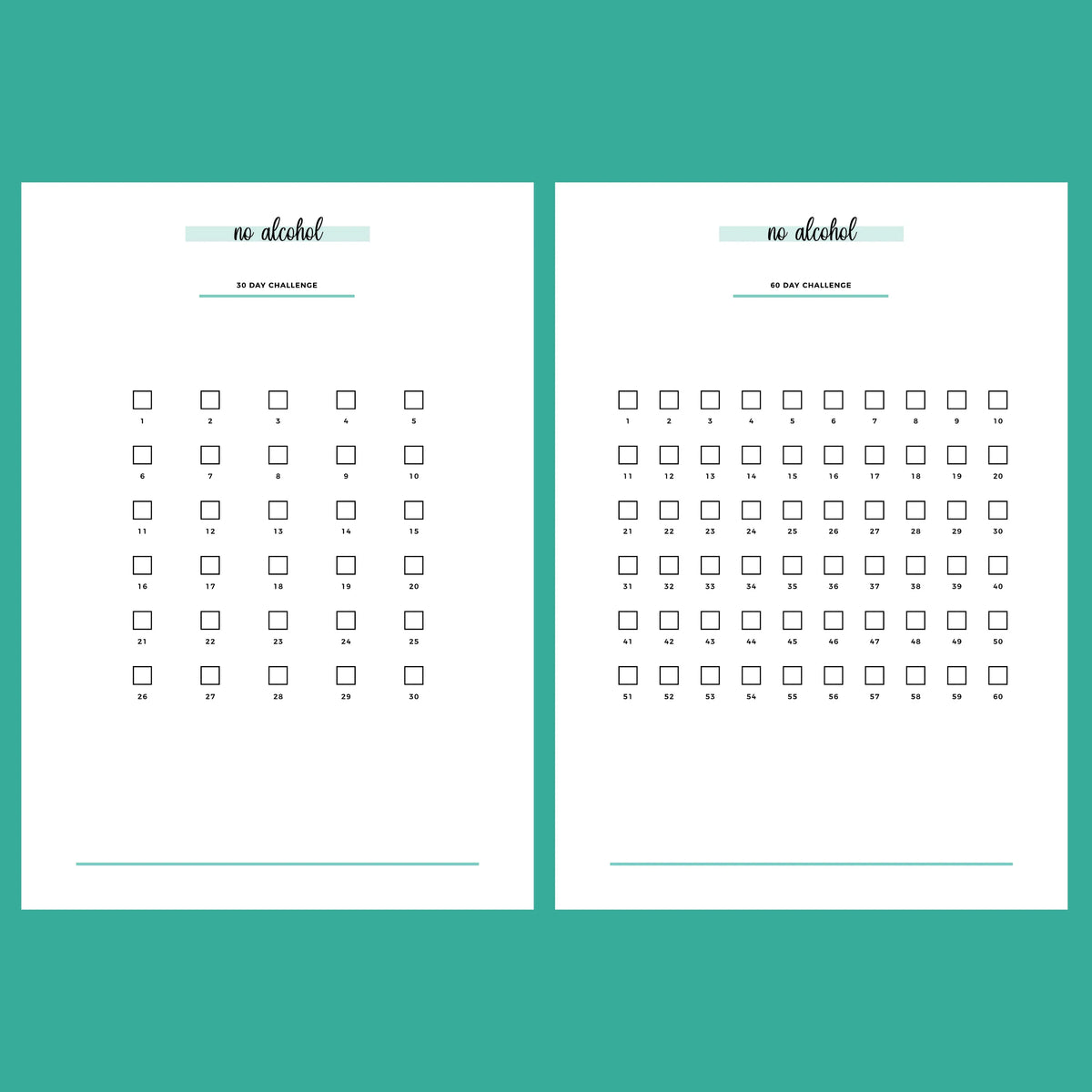 30 Day No Alcohol Challenge A5 | Printable PDF Template – Plan Print Land