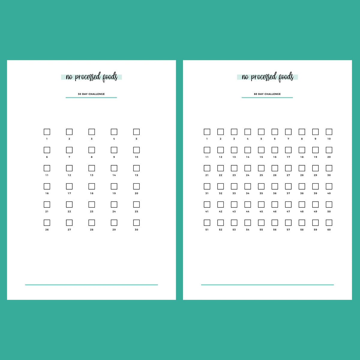 30 Day No Processed Foods Challenge A5 | Printable PDF Template – Plan ...