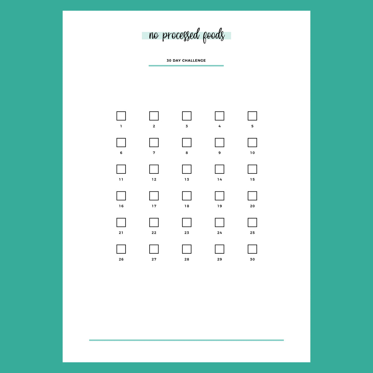 30 Day No Processed Foods Challenge A5 | Printable PDF Template – Plan ...