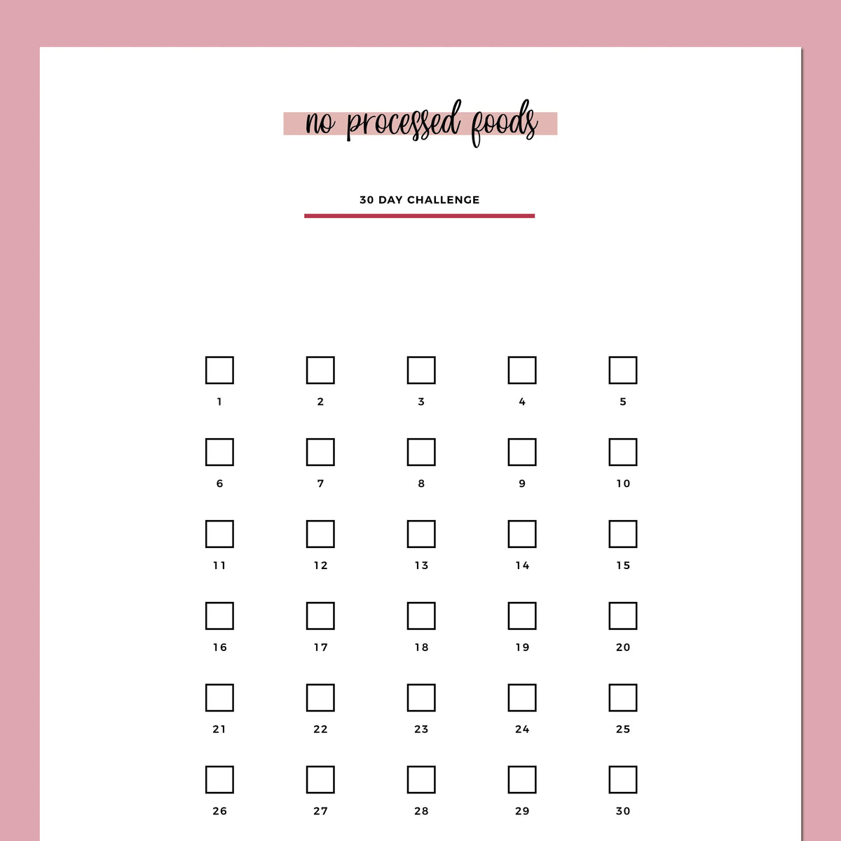 30 Day No Processed Foods Challenge A5 | Printable PDF Template – Plan ...