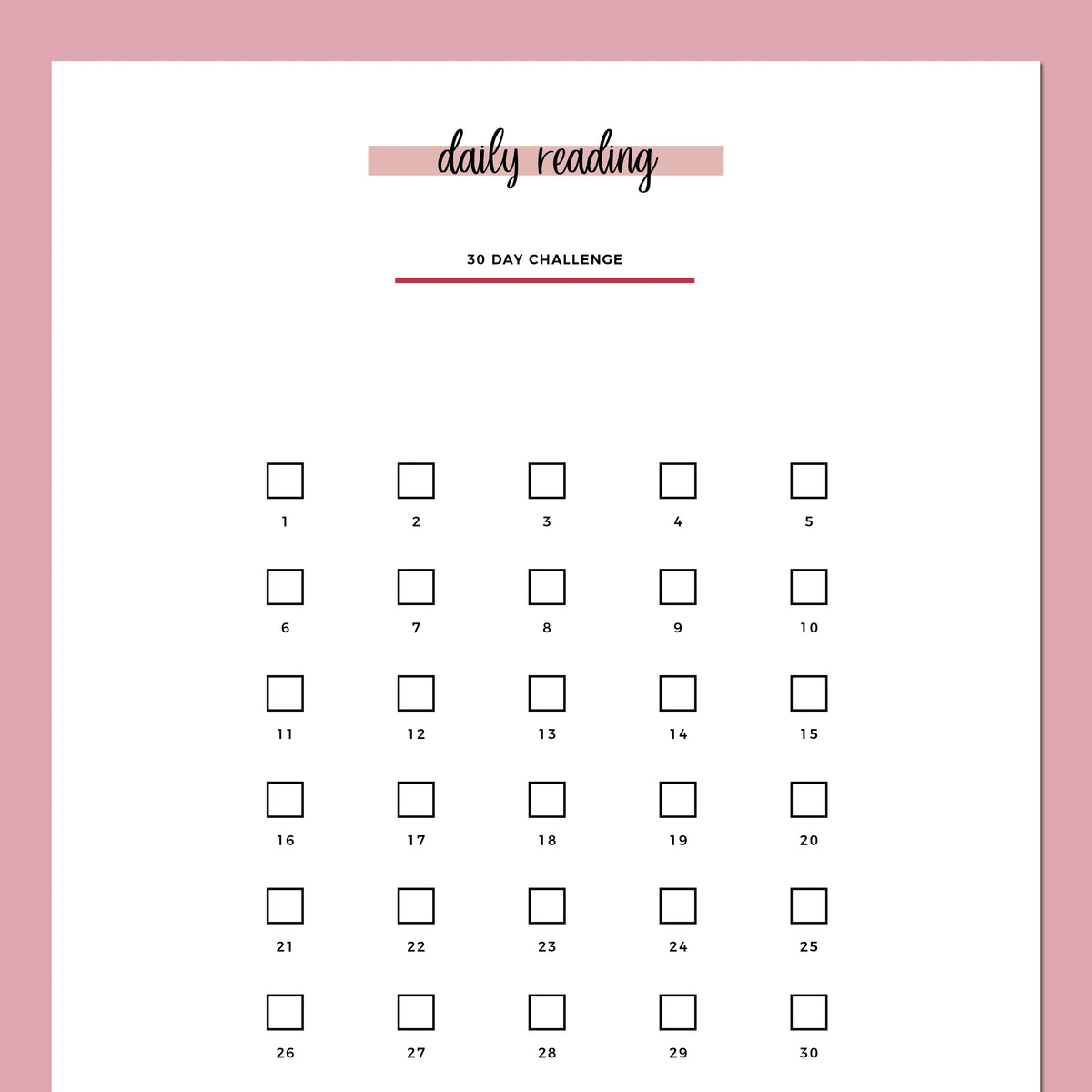 30 Day Reading Challenge A5 | Printable PDF Template – Plan Print Land