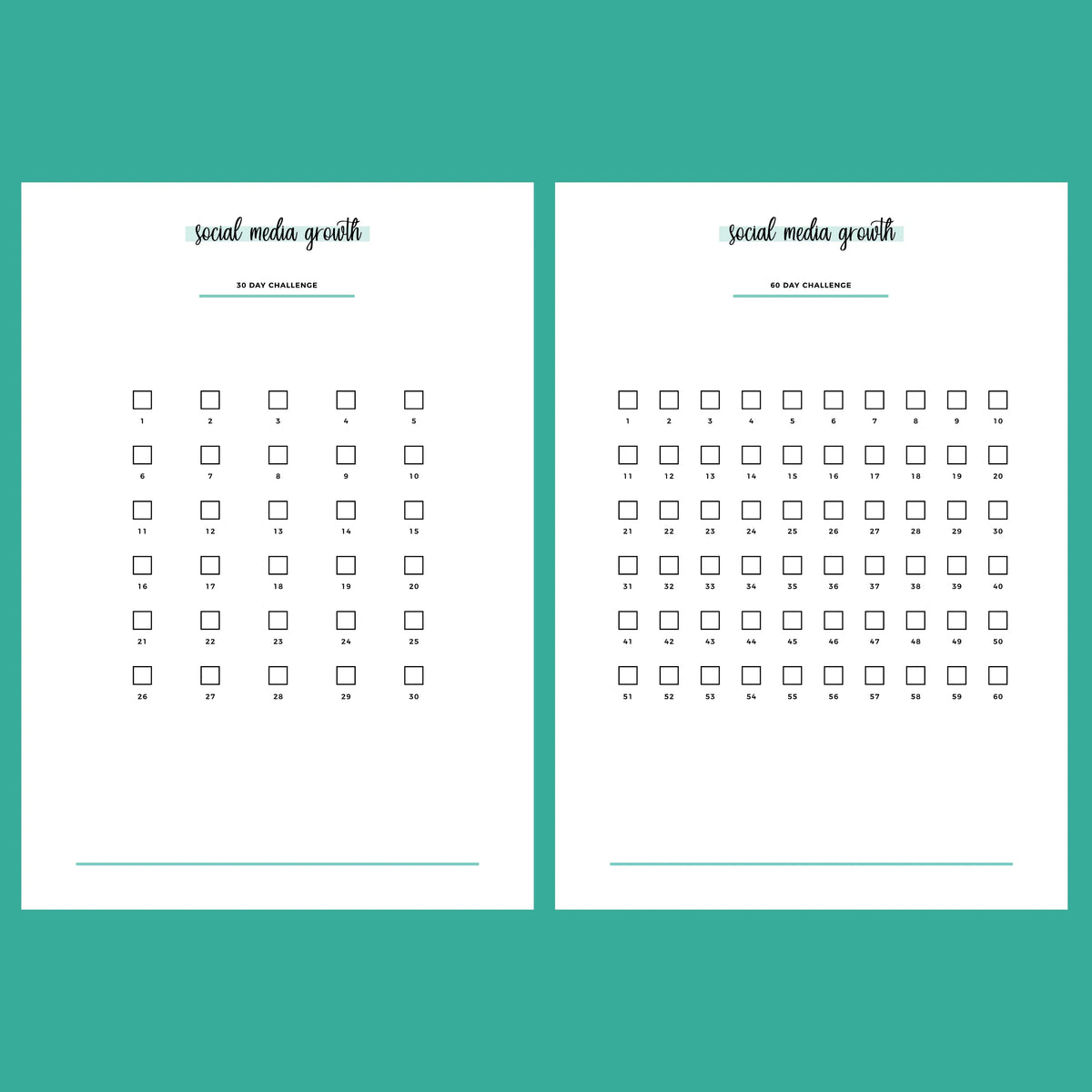 30 Day Social Media Growth Challenge A5 | Printable PDF Template – Plan ...