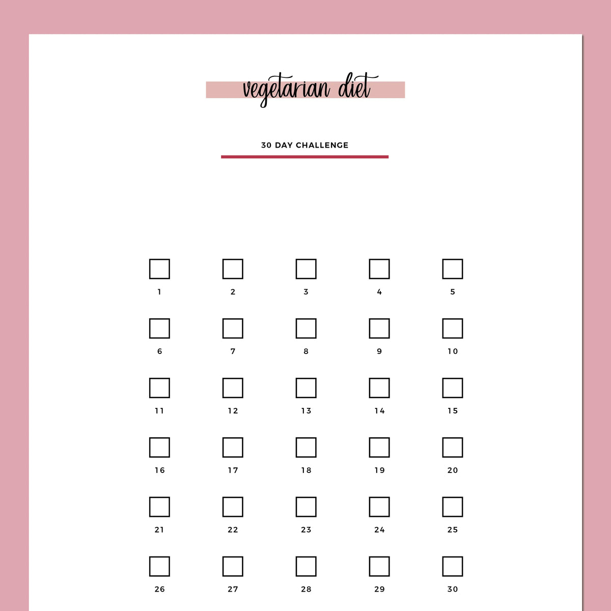 30 Day Vegetarian Diet Challenge A5 | Printable PDF Template – Plan ...