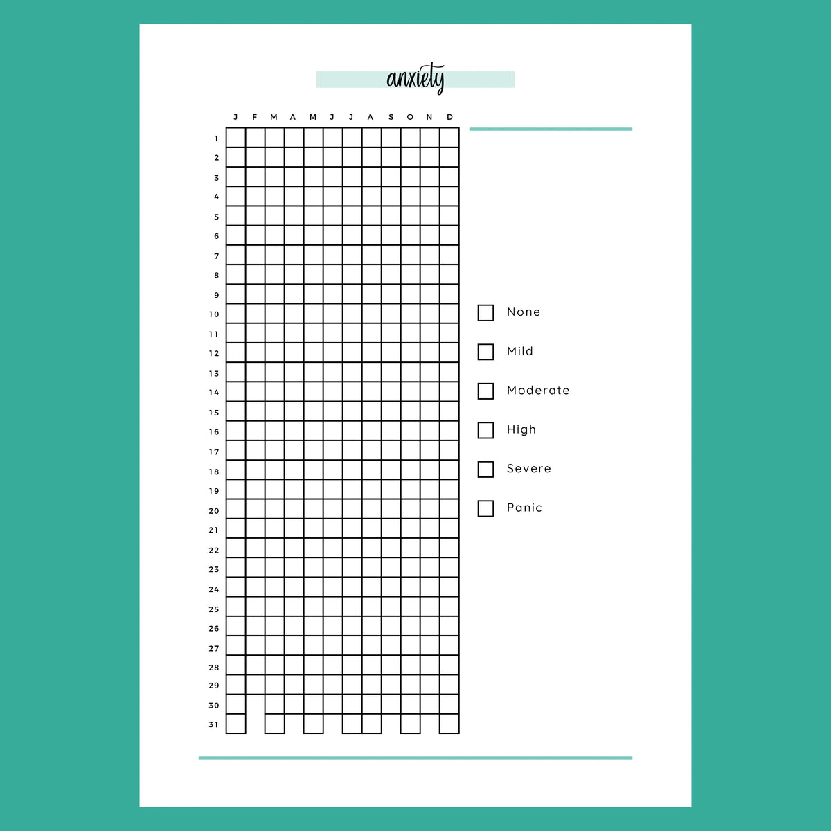 Anxiety Tracker Worksheet A5 | Instant Download Printable Template ...