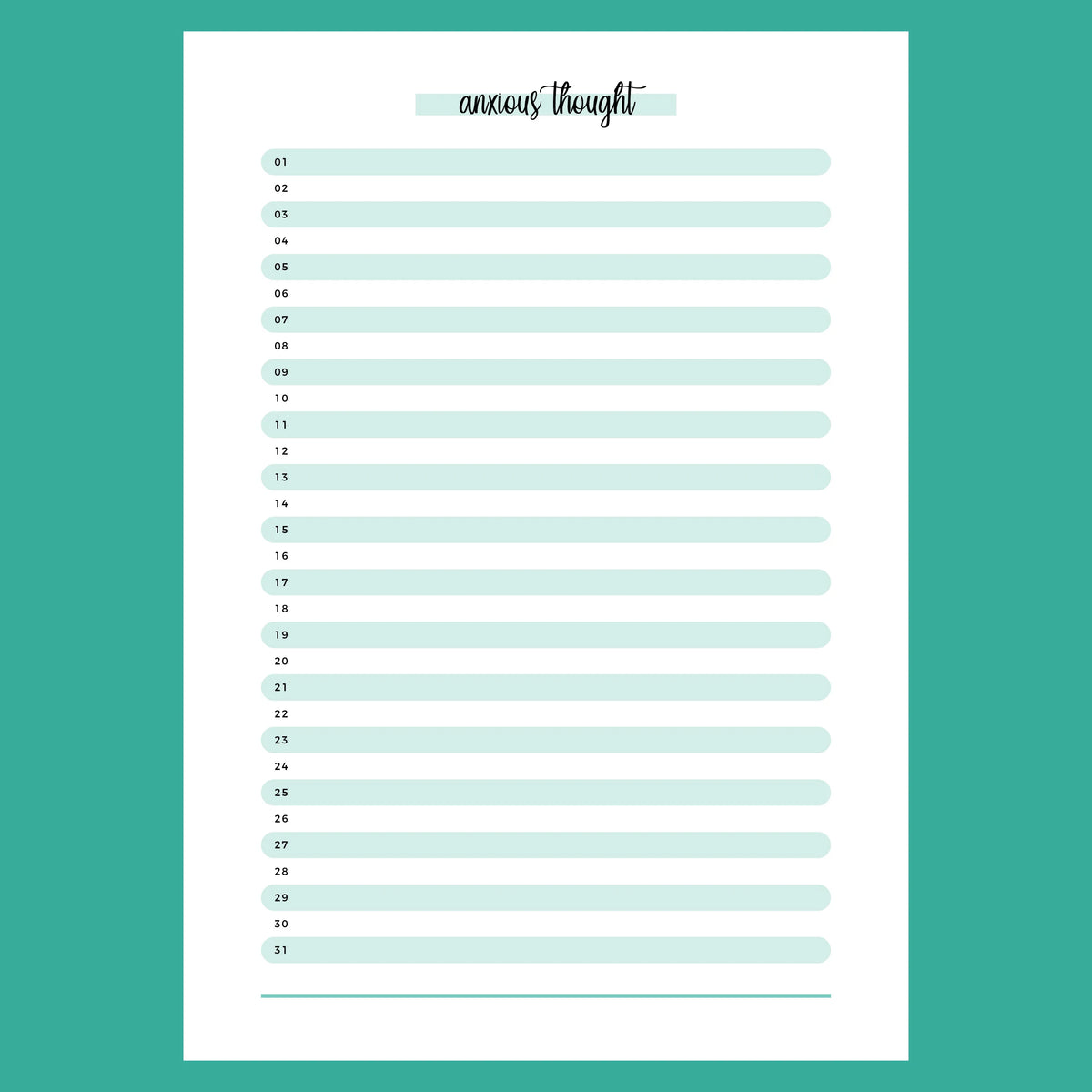 Anxious Thought Tracker | Instant Download | Printable PDF – Plan Print ...