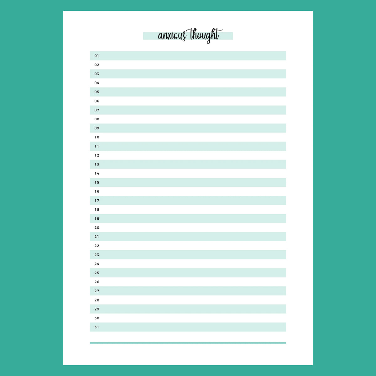 Anxious Thought Tracker | Instant Download | Printable PDF – Plan Print ...