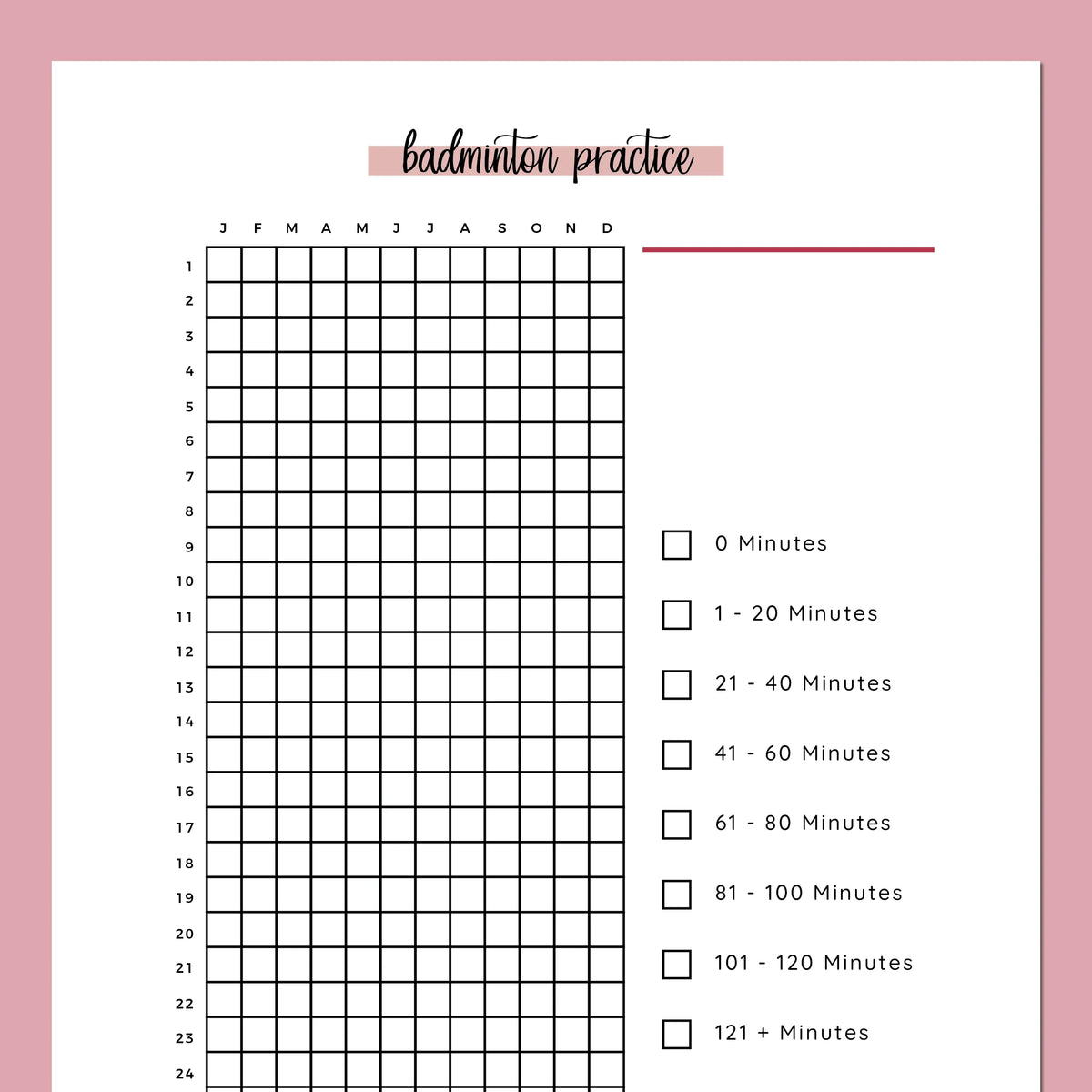 Badminton Practice Journal A5 | Instant Download Printable Template ...