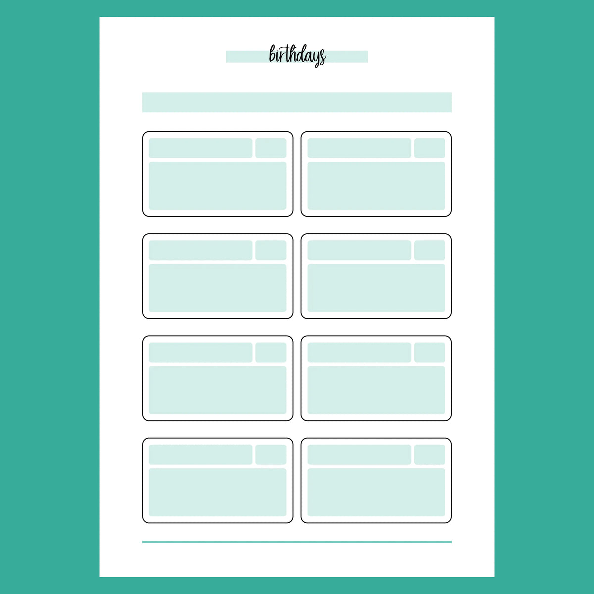 Birthday Tracker Journal Template | Instant Download | Printable PDF ...