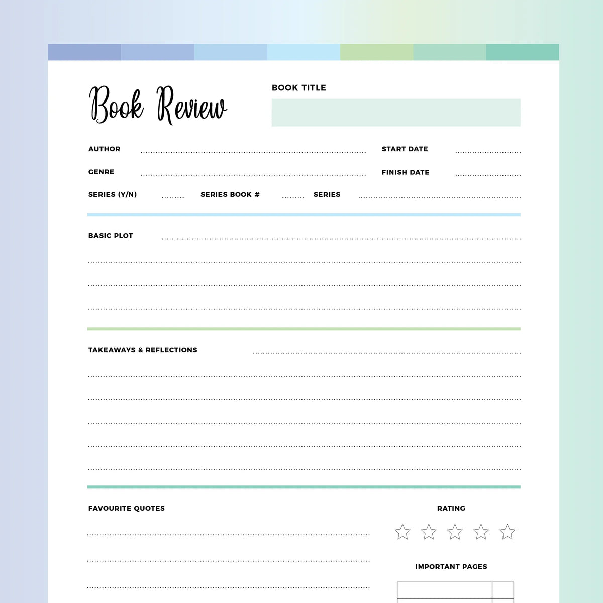 Book Review Printable | Instant Download PDF | A4 and US Letter – Plan ...