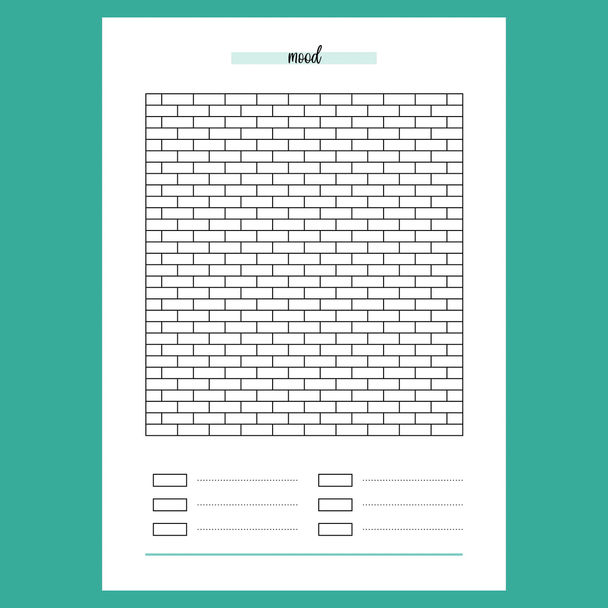 Brick Wall Mood Journal Template | Instant Download | Printable PDF – Plan Print Land