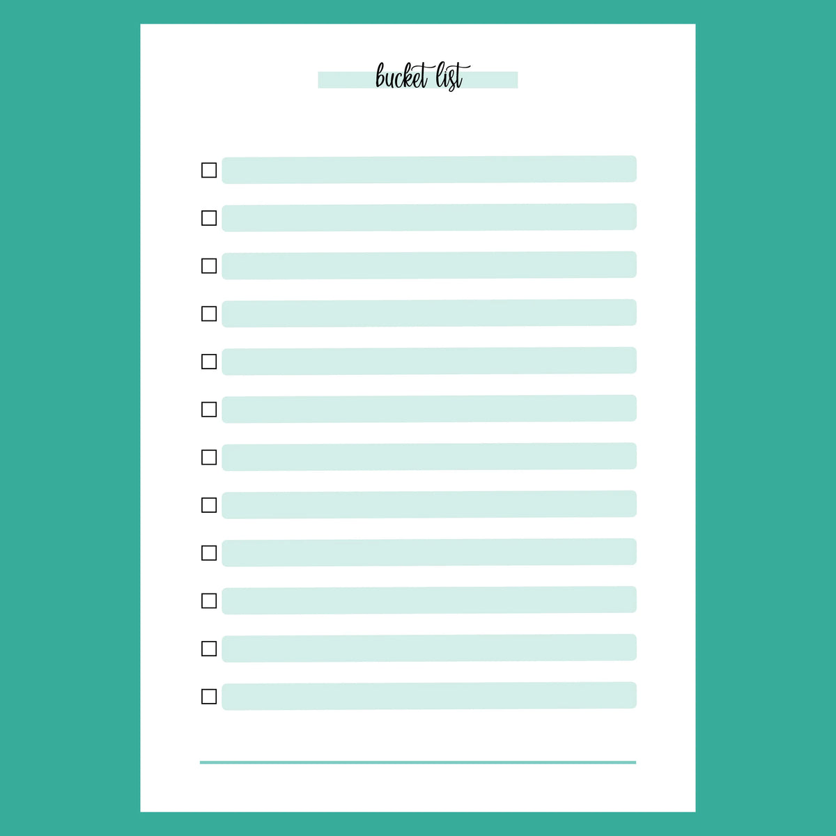 Bucket List Template | Printable PDF | Instant Download – Plan Print Land