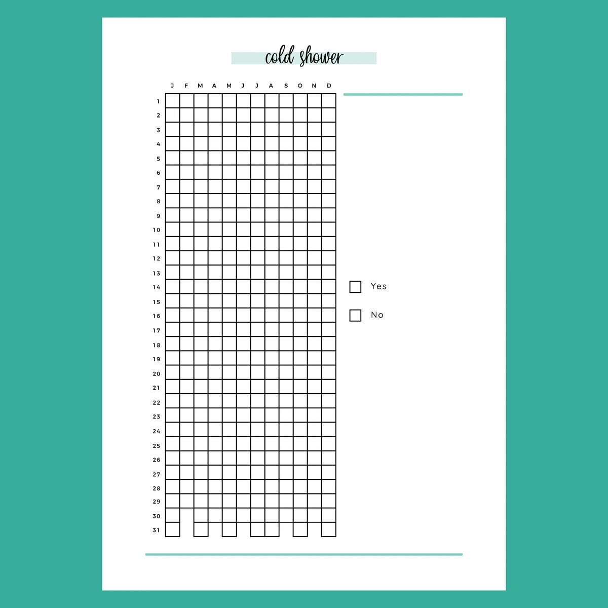 Cold Shower Tracker A5 | Instant Download | Printable PDF Template ...