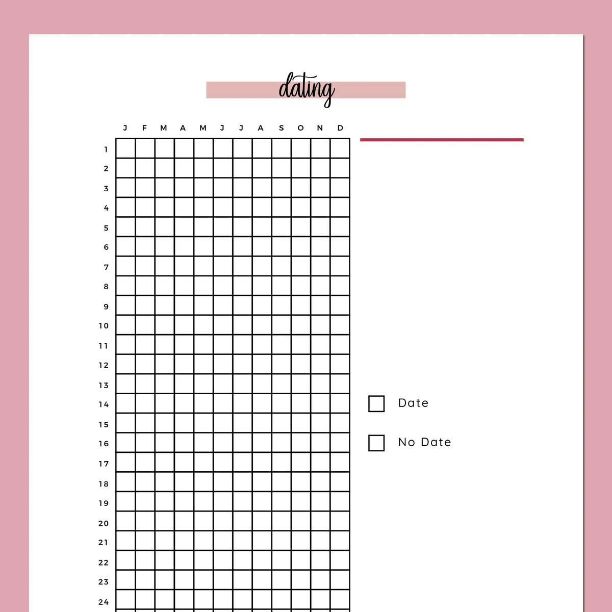 Daily Dating Journal A5 | Instant Download Printable Template – Plan ...