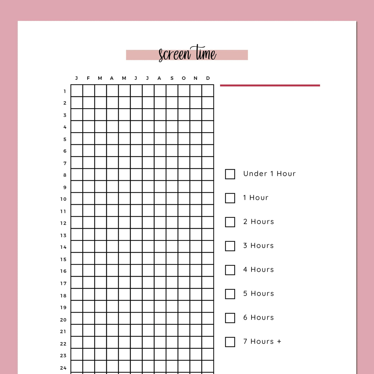 Daily Screen Time Tracking Journal A5 | Instant Download | Printable ...