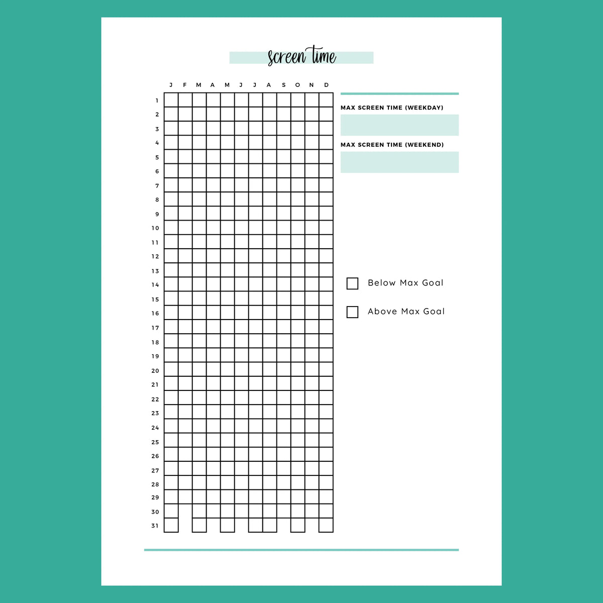 Daily Screen Time Tracking Journal A5 | Instant Download | Printable ...