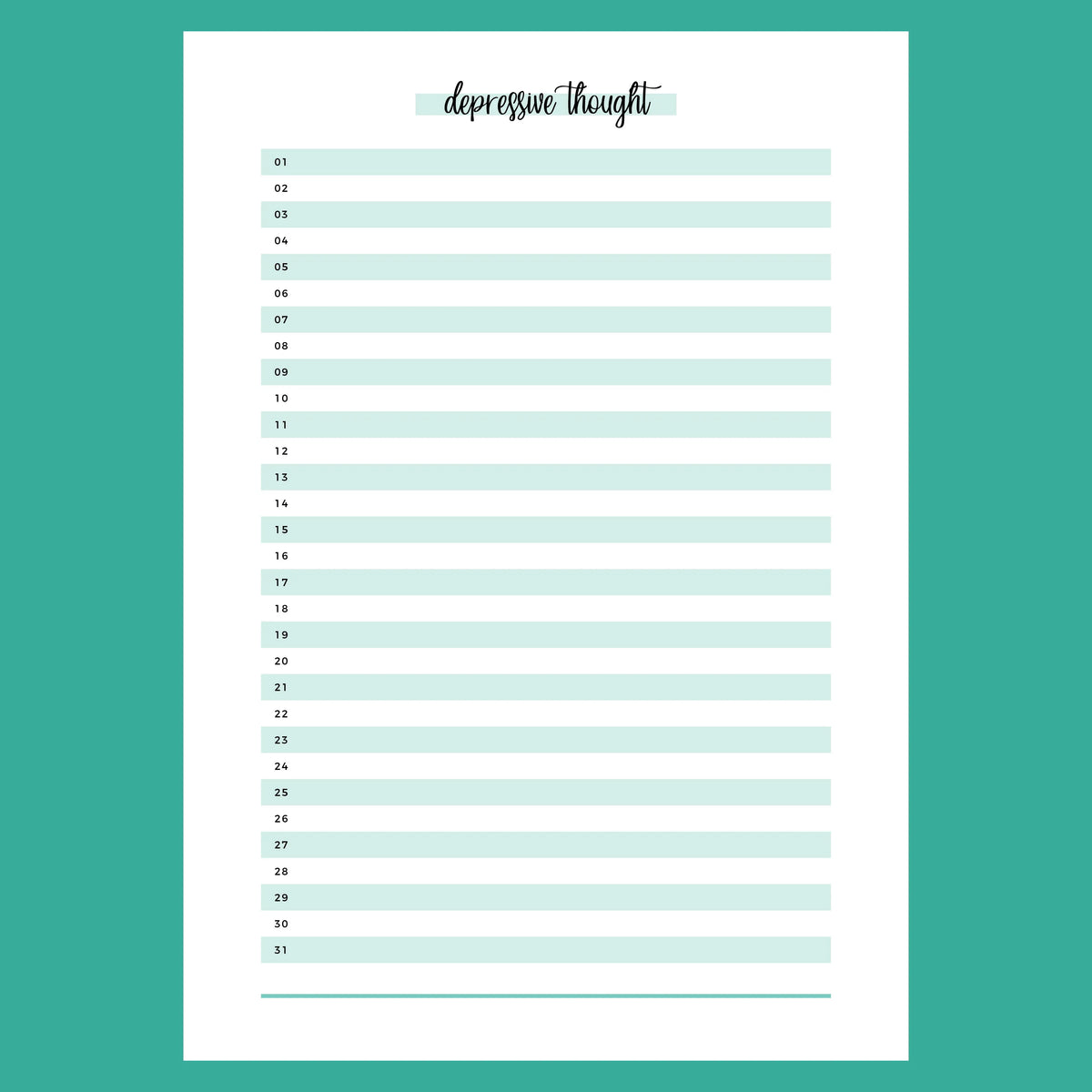 Depressive Thought Tracker | Instant Download | Printable PDF – Plan ...