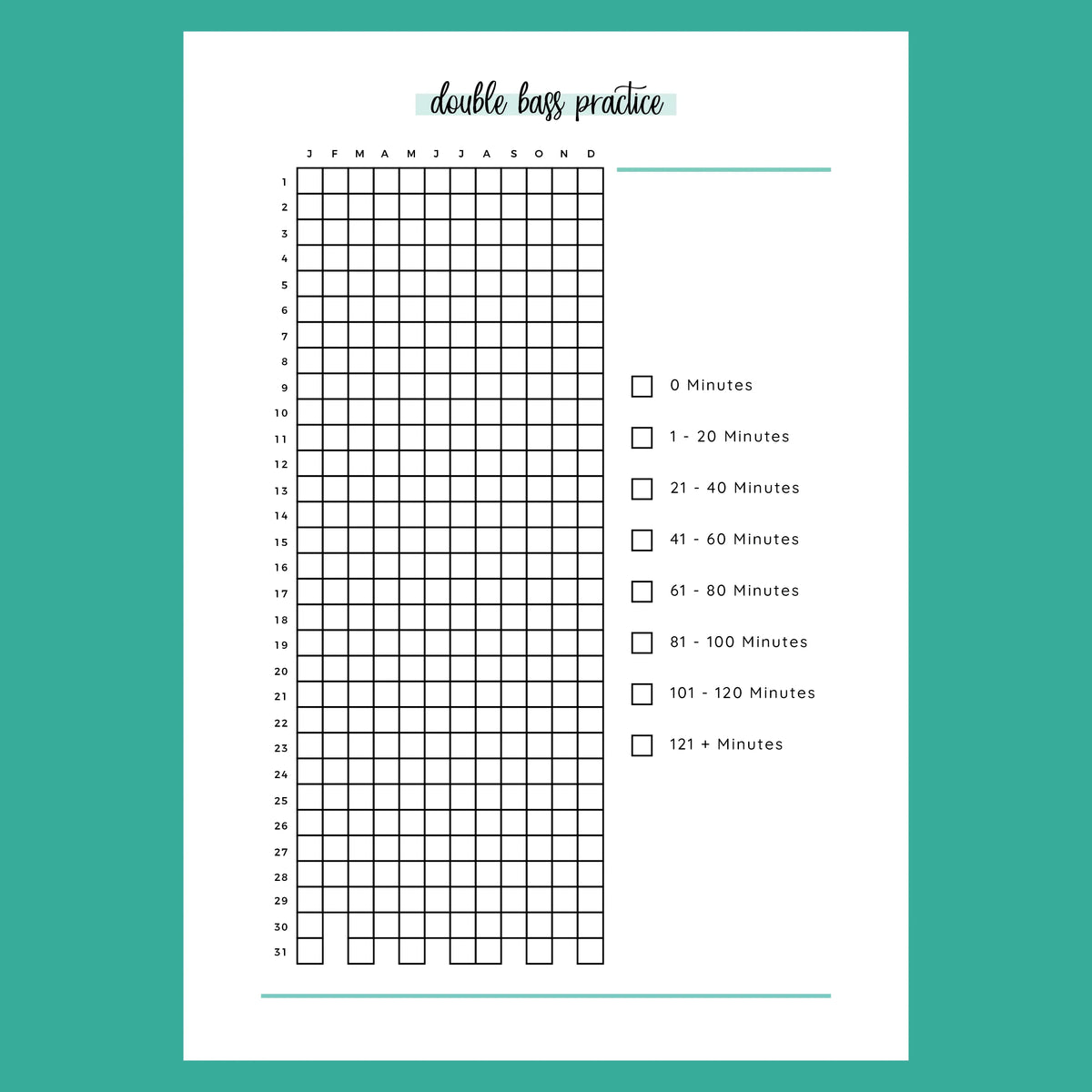 Double Bass Practice Journal A5 | Instant Download Printable Template ...