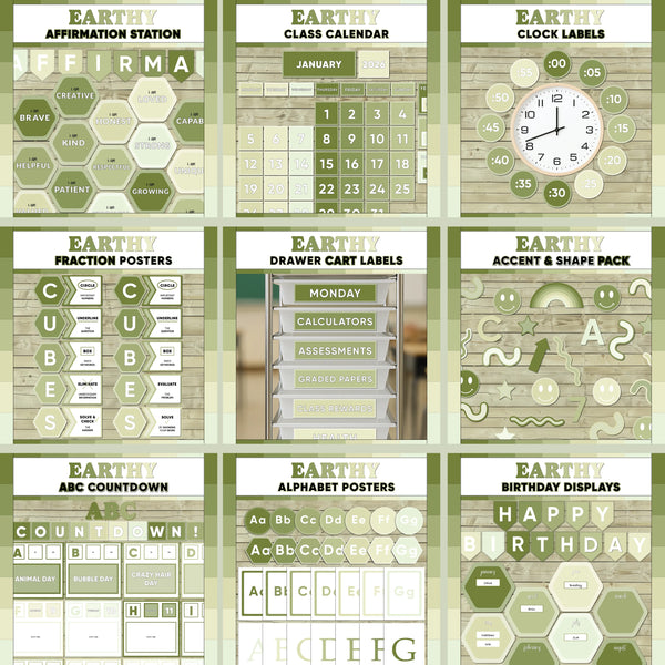 Modern Classroom Decor Pack | Cohesive Green Classroom Decorations ...