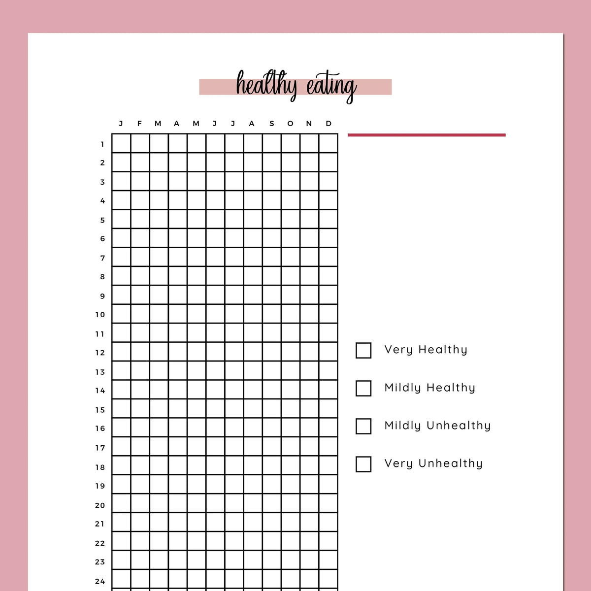 Healthy Eating Tracking Journal A5 | Instant Download | Printable PDF ...