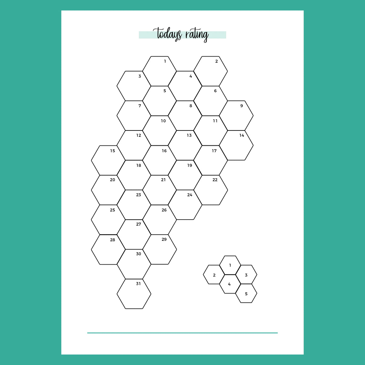 Hexagonal Daily Rating Journal | Instant Download | Printable PDF ...