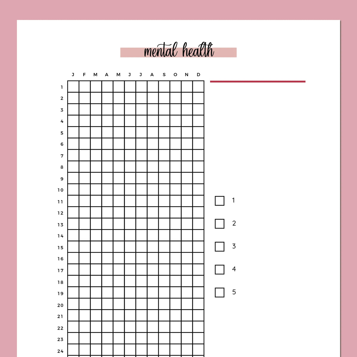 Mental Health Tracking Journal A5 | Instant Download Printable Template ...
