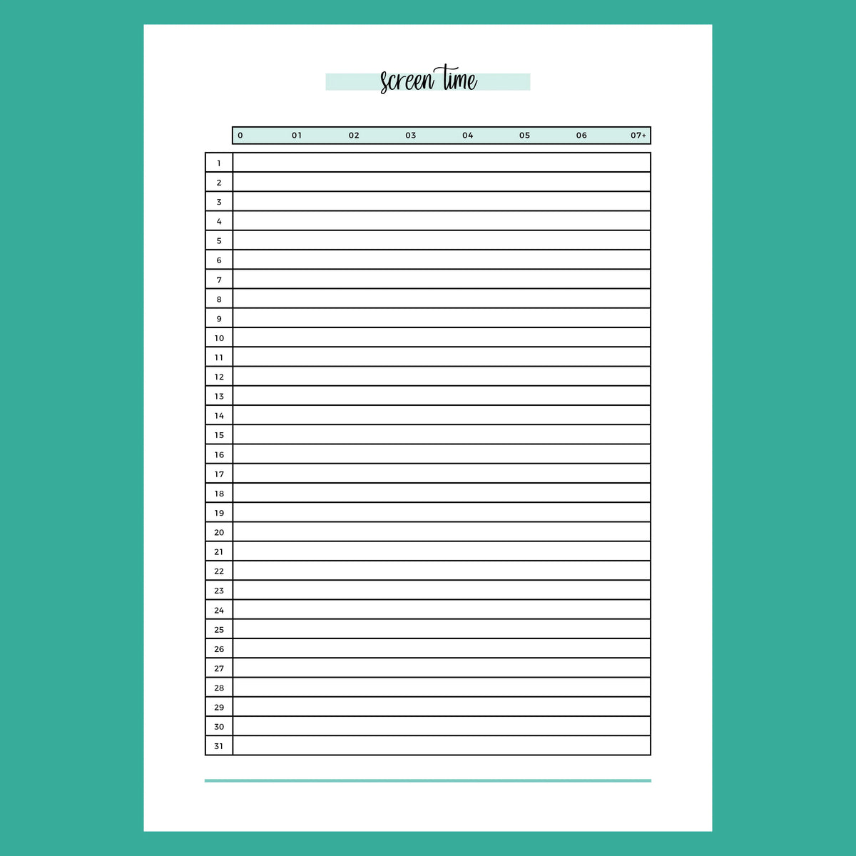 Monthly Screen Time Journal Template | Instant Download | Printable PDF ...
