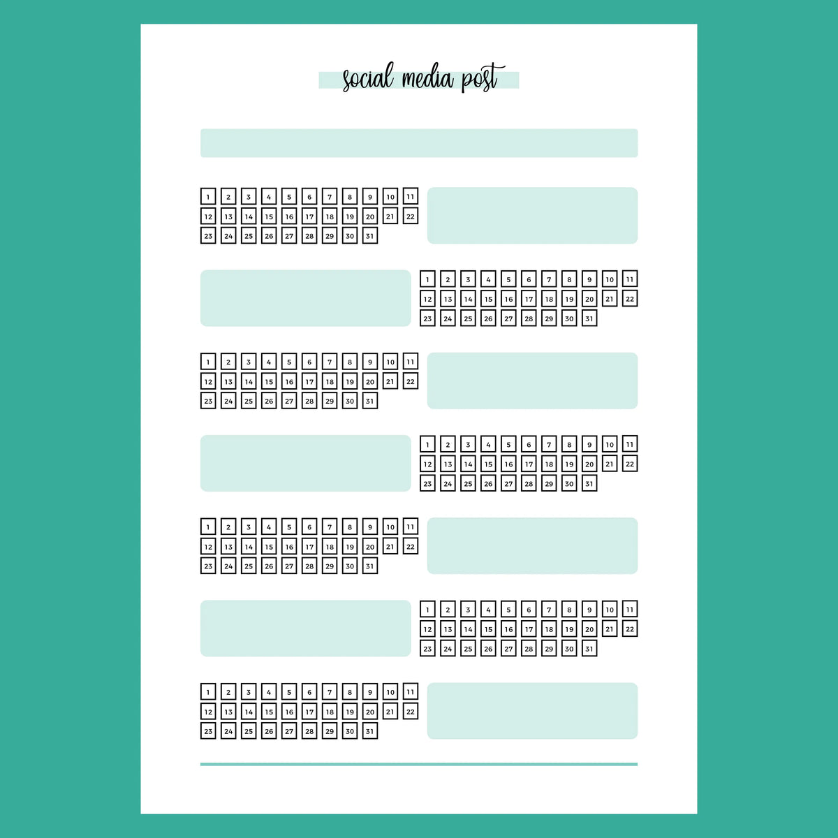 Monthly Social Media Post Journal Template | Instant Download ...