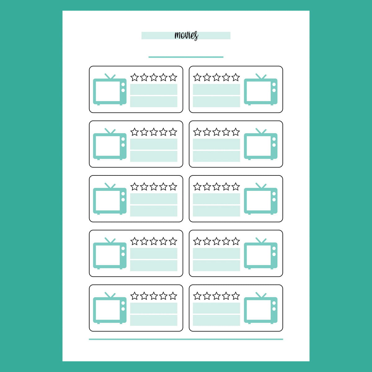 Movie Tracking Journal Template | Instant Download | Printable PDF ...