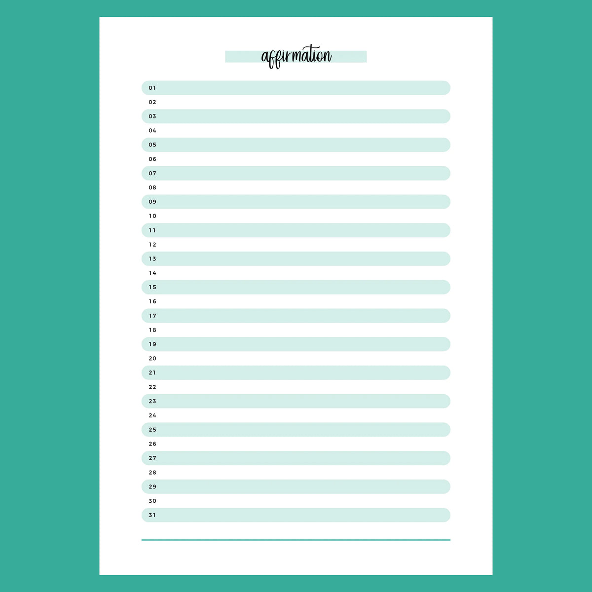 One Daily Affirmation Template | Instant Download | Printable PDF ...